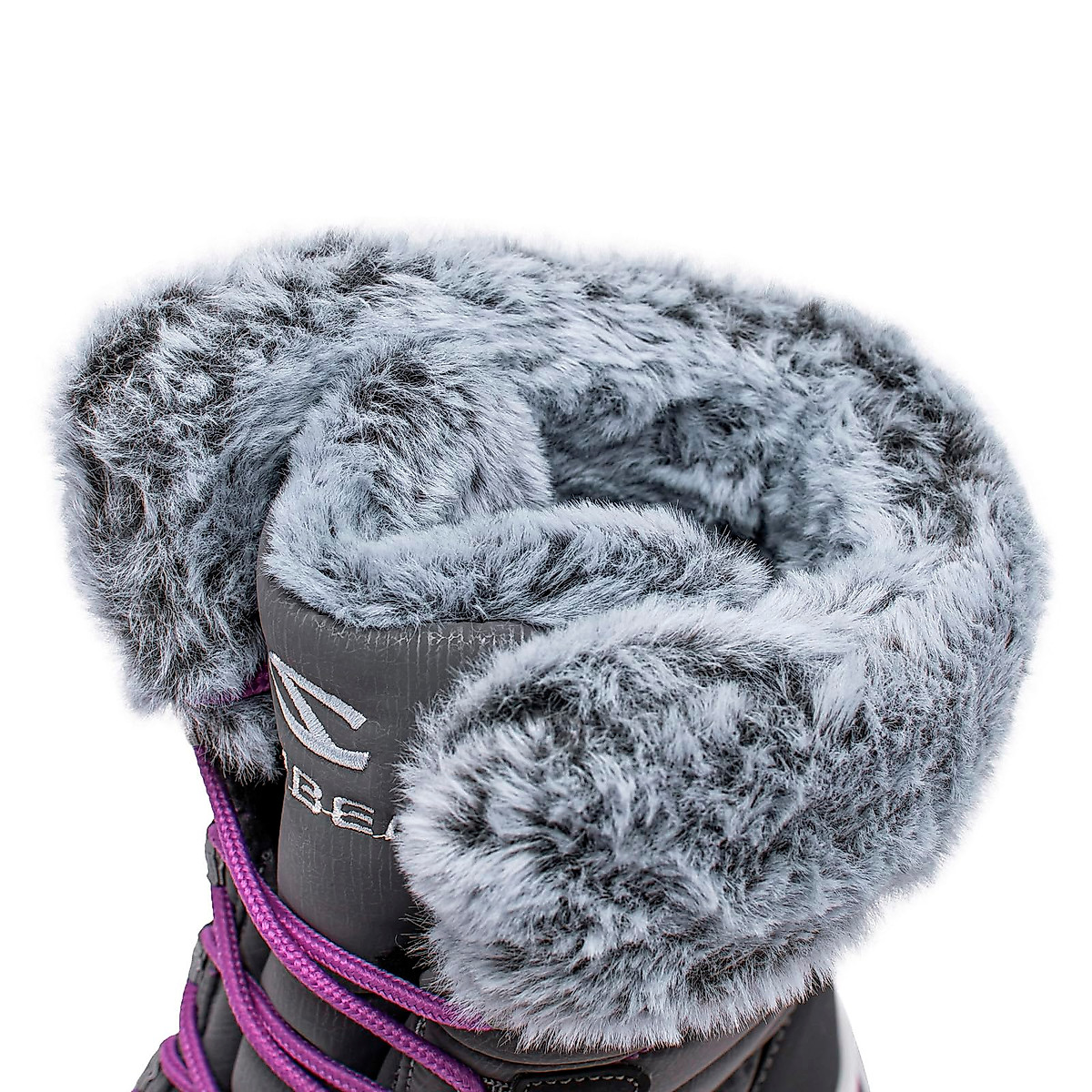 HOBIBEAR Boys Girls Winter Snow Boots Waterproof Insulated Faux Fur Lined Mid-Calf Booties (Grey/New,4 Big Kid)