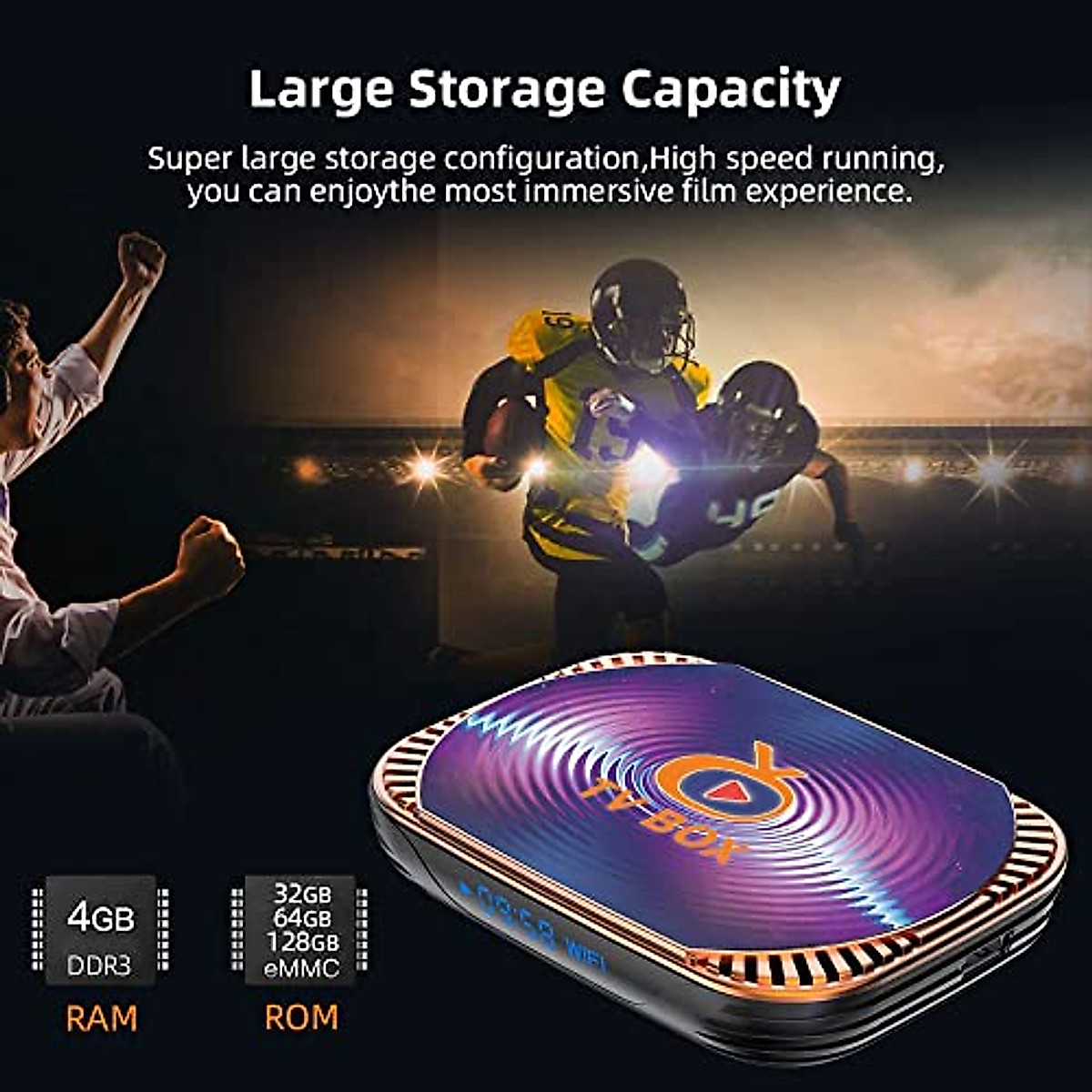 Android 11.0 TV Box 4GB RAM 64GB ROM TV Box MXIII X4 Amlogic S905X4 64-bit Quad Core with Dual Wi-Fi 2.4G/5.0G, BT 4.0/ 3D Ultra HD 8K/ H.265/ 1000M LAN/ USB 3.0 Smart TV Box