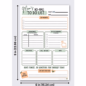 Mom's No-Nag To-Do List, 50 Tear-Off 6"x9" Sheet Pad (Perfect for Tweens and Teens) - Organizer, Scheduler, Daily Planner, Productivity Tracker for Organizing Goals, Notepad