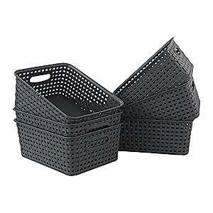 Xowine 6-Pack Plastic Storage Basket, 10" x 7.5" x 4.05", Gray