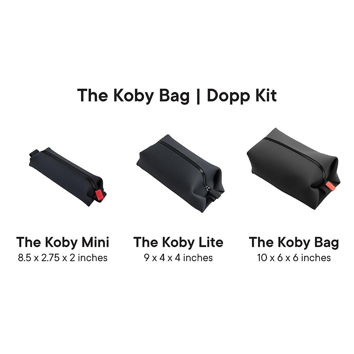 Tooletries - The Koby Lite Dopp Kit - Silicone Toiletry Organizer, Bathroom Travel Bag - Heavy-Duty Zipper, Leak Resistance, Easy to Clean - 9" x 4" x 4" - Charcoal