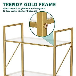 YITAHOME Acrylic Gold Bookshelf, 5 Tiers Modern Open Bookcase, Display Shelf Storage Rack for Bedroom, Living Room, Kitchen, Home Office, Gold&Acrylic