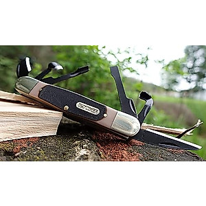 Old Timer 24OT Splinter Carvin' 6in Traditional Folding Whittling Knife with 1.5in Detail Blade, Sawcut Handle, Nickel Silver Bolsters, and Convenient Size for Carving, Camping, EDC, and Outdoors