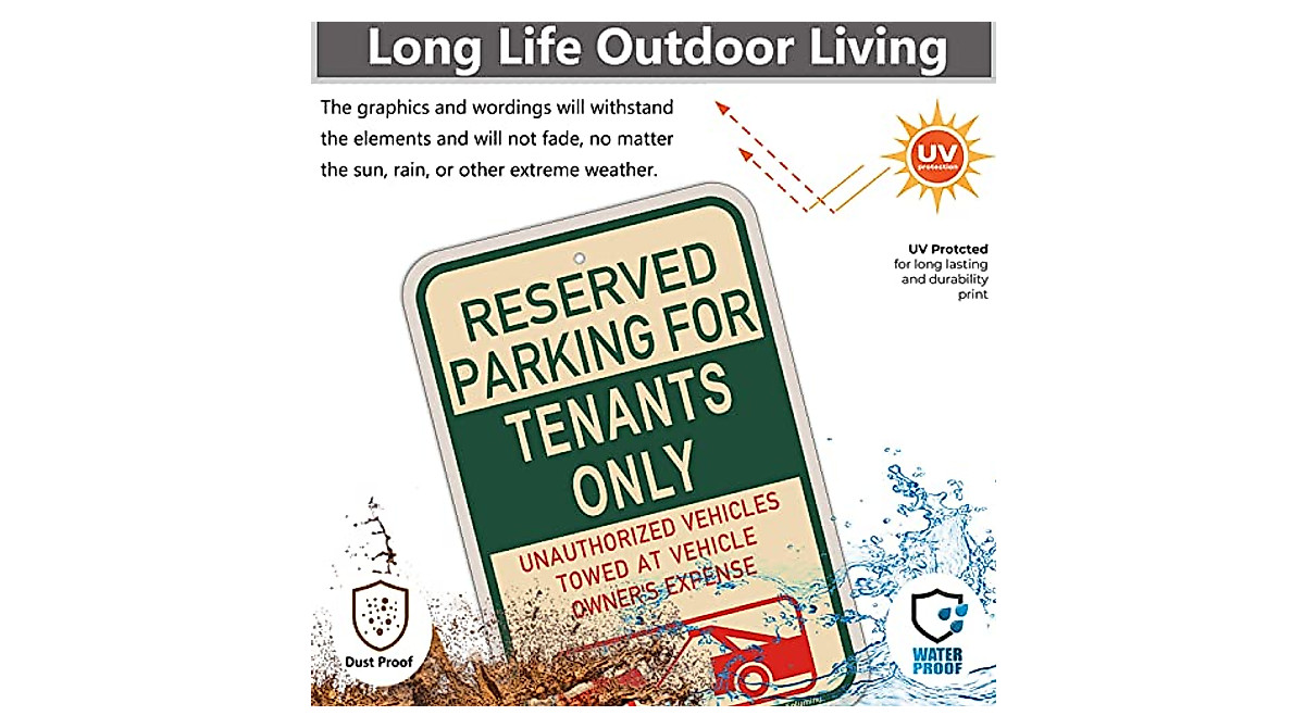 Reserved Parking Sign - 2 Pack for Tenants Only