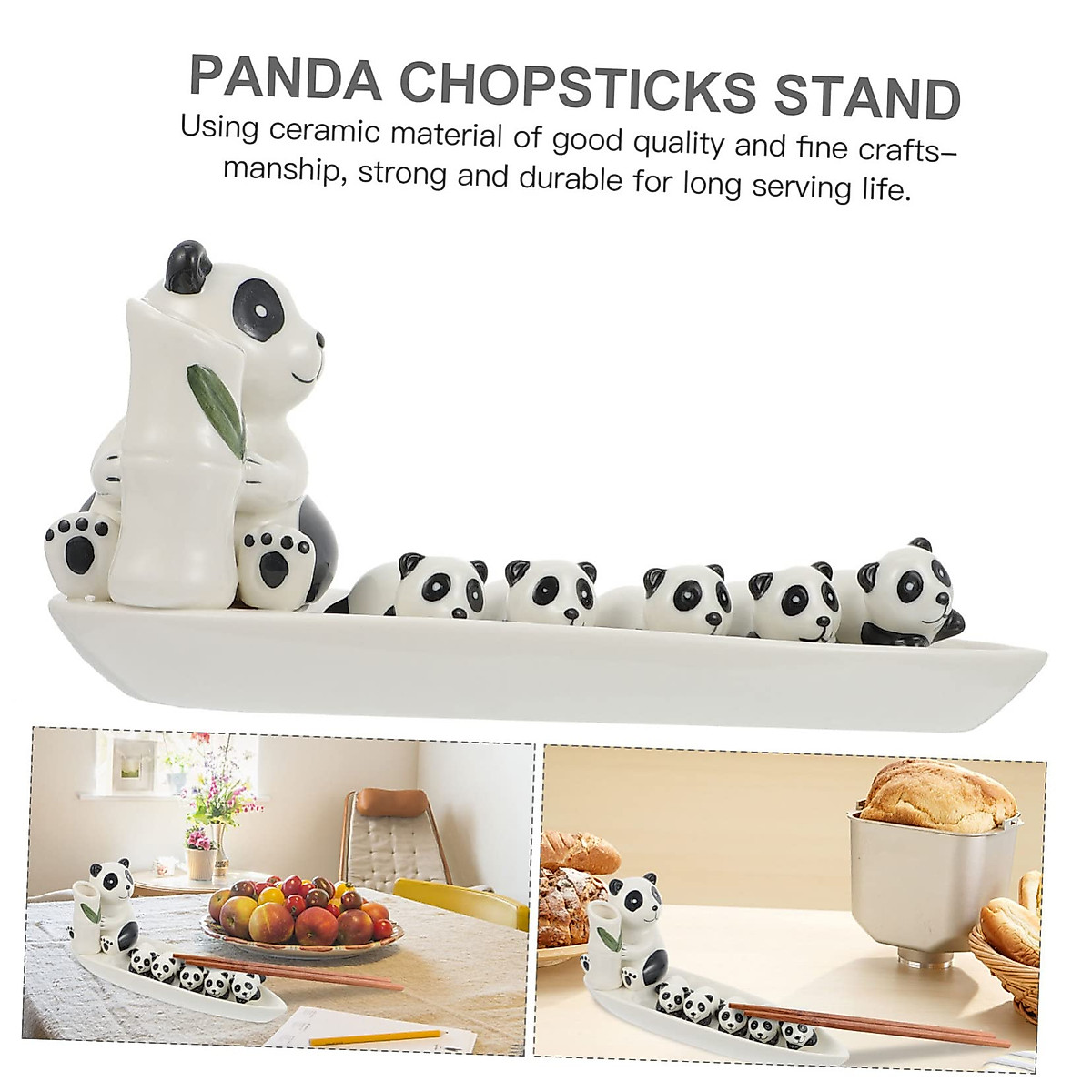 Abaodam 1 Set Ceramics Panda Doll Set Writing Brush Japanese Decor Sushi Plate Food Animal SOYA Sauce Holder Decorate Rice Spoon Dining Room Table Decor Cartoon Japanese Chopstick Stand