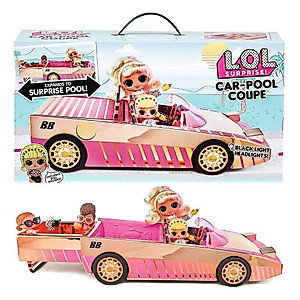 LOL Surprise Car Pool Coupe with Exclusive Doll, and Dance Floor - Toy Car Playset with Black Light Headlight and Play Set Accessories - Great Birthday Gift for Kids Ages 6-8 Years