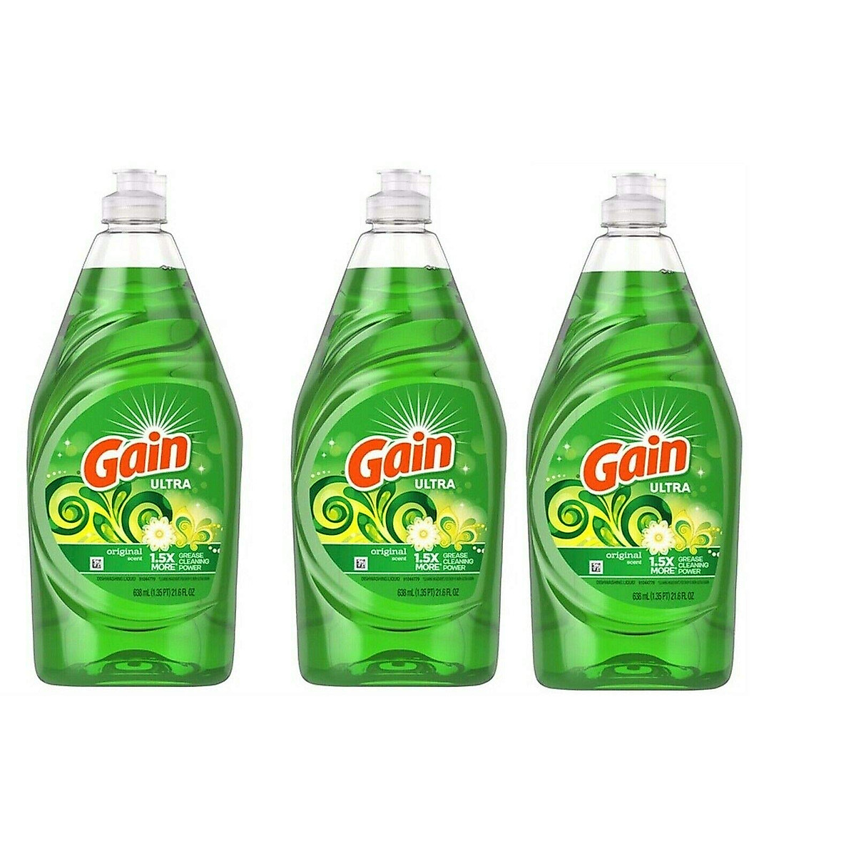 Gain Ultra Dishwashing Liquid Dish Soap, Original Scent - 21.6 oz Pack of 3