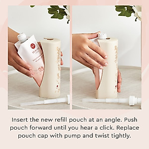 MyKirei by KAO Soothing Peony Milky Lotion, Peony Extract and Rice Water, Sustainable Bottle, with Reusable Lotion Dispenser, 11.5 FL OZ