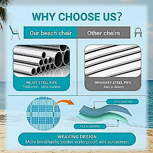 #WEJOY Folding Webbed Lawn Beach Chair, Heavy Duty Portable Chairs for Outside with Hard Arm,Carry Strap for Outdoor Camping Garden Concert Festival Sand Picnic BBQ,265 LBS