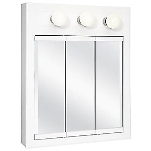 Design House 24 Inch Concord Bathroom Medicine Cabinet, Wall Mounted, Mirror, White, 532374-WHT
