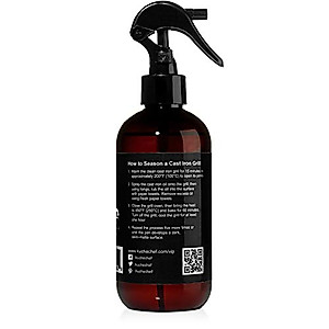 Organic BBQ Grill Seasoning Oil (8oz) - Made from Flaxseed Oil grown and pressed in the USA - Creates a Non-Stick Seasoning on All Cast Iron Grills and BBQs