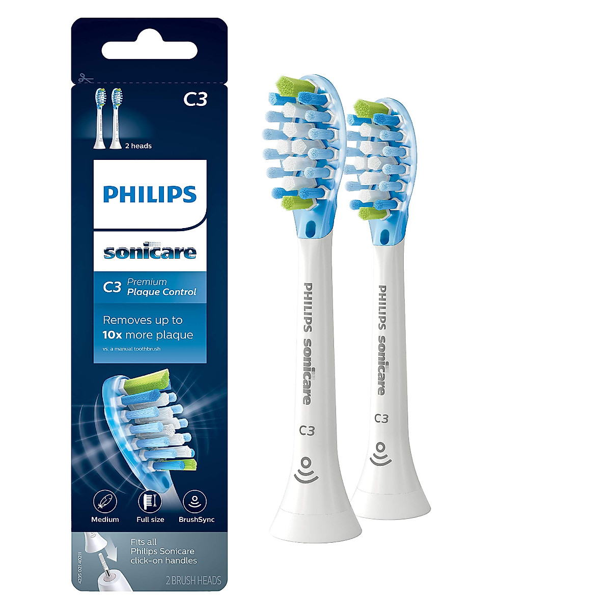 Philips Sonicare Genuine C3 Premium Plaque Control and G3 Premium Gum Care Replacement Toothbrush Heads Bundle, 4 Brush Heads