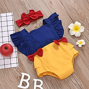 BSongo Newborn Baby Girls Romper Snow White Cosplay Infant Tops and Shorts Summer Clothes (Romper Style #2, 0-6 M)