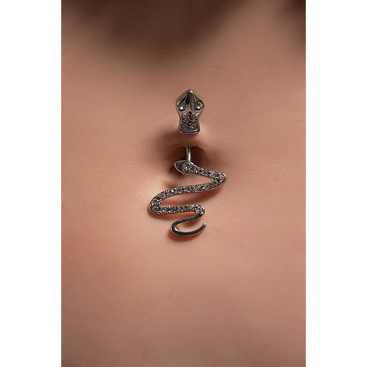 Jewseen Snake Belly Button Ring Green CZ Crystal Surgical Stainless Steel Navel Rings 14g Belly Piercing Body Jewelry