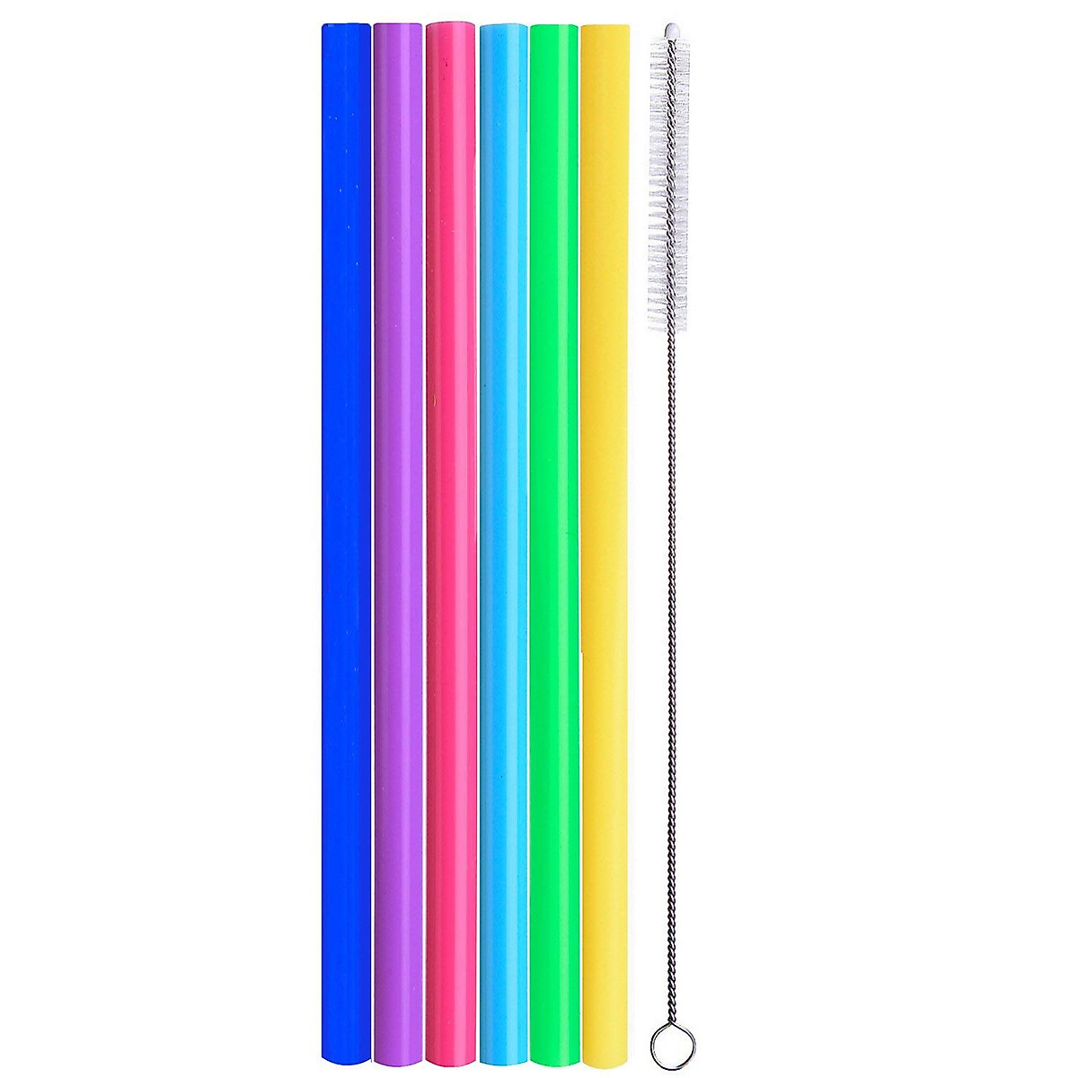 ALINK 6 Silicone Smoothie Straws + 4 12MM Stainless Steel Boba Tea Straws