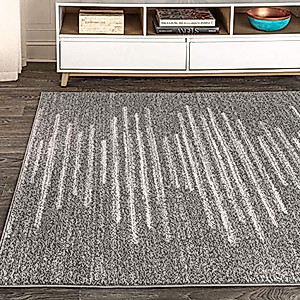 JONATHAN Y MOH205B-4 Aya Berber Stripe Geometric Indoor Farmhouse Area-Rug Bohemian Minimalistic Striped Easy-Cleaning Bedroom Kitchen Living Room Non Shedding, 4 X 6, Gray,Cream