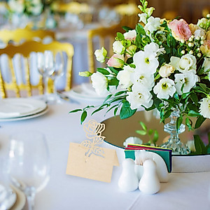 PATIKIL Table Name Place Cards, 50Pcs Favor Decor Rose Cut Design Blank Card for Wedding Party Seating Place Cards, Beige