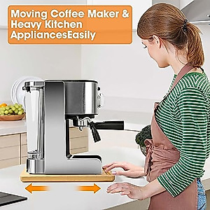 Bamboo Sliding Tray for Heavy Kitchen Appliances -Counter Slider for Stand Mixer, Air Fryer, Coffee Maker, Espresso Machine, Slides Easily from under the Cabinet (Medium - Long (9.5” X 14”))