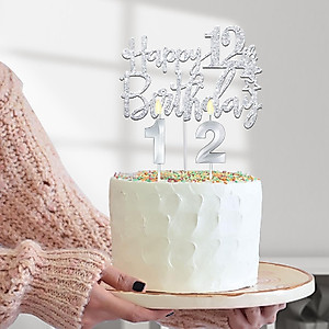 12th Birthday Decorations for Girls Silver, Including 12th Birthday Sash, Crown/Tiara, Candles and Cake Toppers, Silver Number 12 Balloons, 12 Year Old Birthday Party Decorations for A Girl