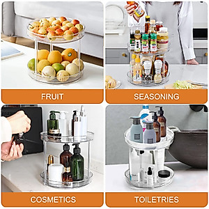 TOOCUST Lazy Susan 2 Tier Bathroom Organizer Countertop, 9 Inch Clear Spice Rack, Acrylic Lazy Susan Turntable for Cabinet, 2 Tier Countertop Organizer, Perfume Organizer, Medicine Cabinet Organizer