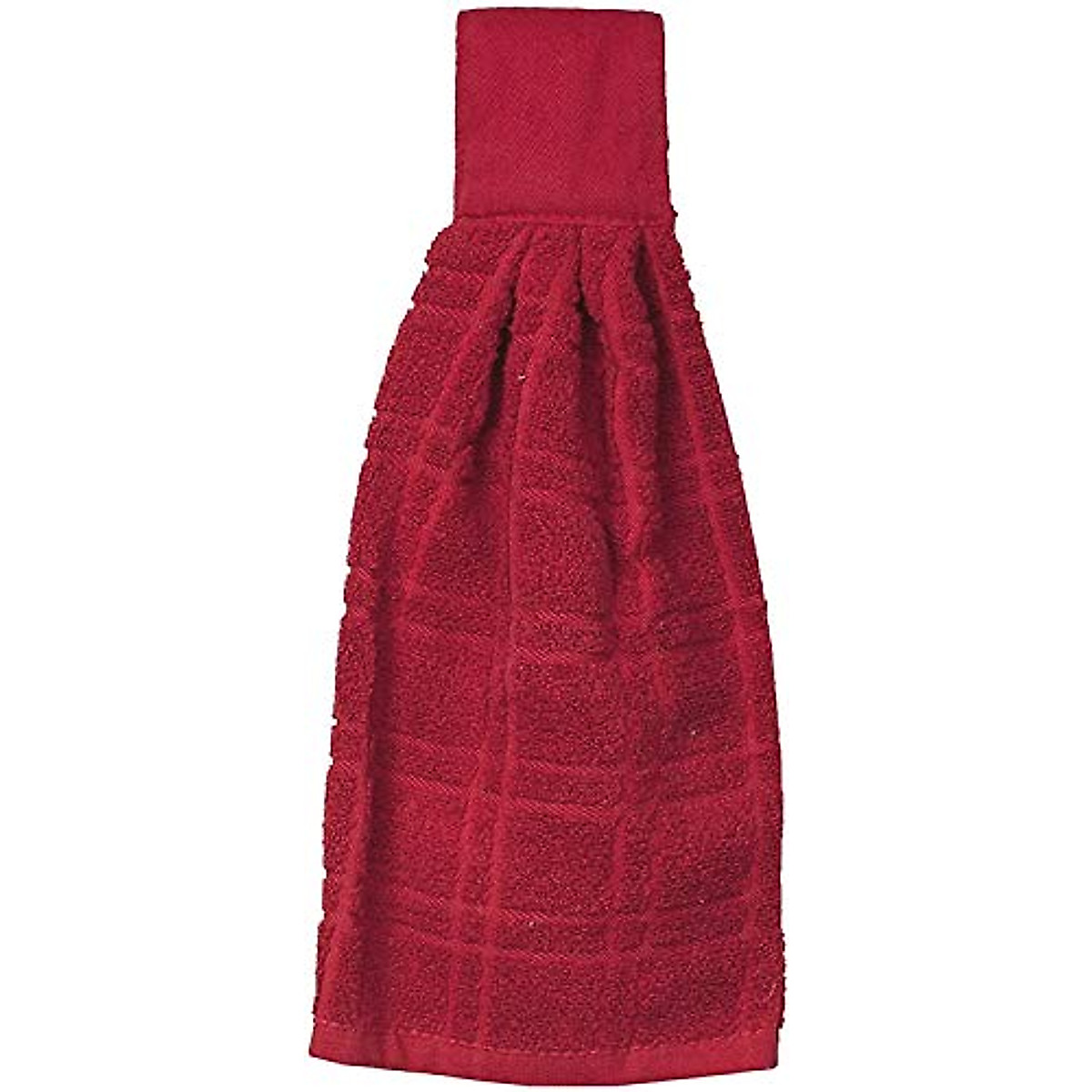 Kovot Set of 2 Cotton Hanging Tie Towels | Include (2) Hanging Towels That Latch with Hook & Loop (Red)