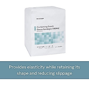 McKesson Conforming Stretch Gauze Bandages, Sterile, 4 in x 4 1/10 yd, 96 Count