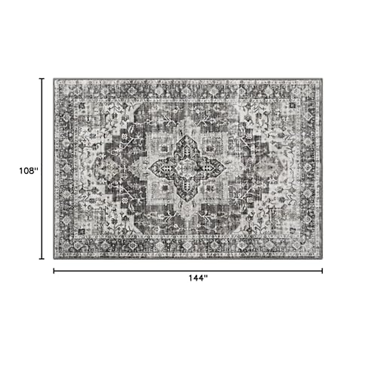 Zacoo 9x12 Rug for Living Room Washable Rugs Rug for Bedroom Vintage Rug Non Slip Carpet Tribal Throw Rugs Large Area Rug Stain Resistant Office Rug Classroom Rug 9'x12' Grey
