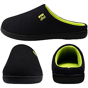 RockDove Men's Original Two-Tone Memory Foam Slipper, Size 7-8 US Men, Black/Lime