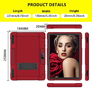 FIEWESEY for Pritom M10 Inch Case, Heavy-Duty Drop-Proof Shock-Resistant Kids Friendly Protective case for QuntiCO Y10/Voger priorpad X100/Digiland Tablet DL1036/Gateway 10.1 HD Tablet(Red/Black)