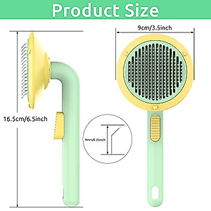 Cat Brush for Shedding - Cat Grooming Brush Cat Brushes for Indoor Cats Self Cleaning Pet Sicker Brush Dog Brush for Long or Short Hairs Easy Removes Mats, Tangles Loose Undercoat Hairs(Green)