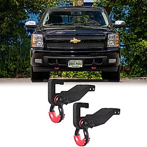 LUYWTE Steel Front Tow Hook Mount Bracket and D-Rings for 2007-2013 Chevy Silverado 1500 D-Ring Shackle Bracket, Tow Hook Bracket Replacement