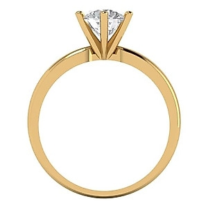 Clara Pucci 1 Ct Brilliant Round Cut Clear Simulated Diamond 14K Yellow Gold Solitaire Engagement Bridal Anniversary Ring Size 3.5