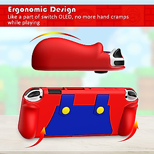 KENOBEE Silicone Case Compatible with Nintendo Switch OLED Model 2021, Soft Lightweight Ergonomic Grip Protective Cover with Shock-Absorption and Anti-Scratch Design for Switch OLED, Red