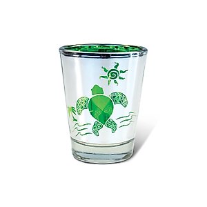 Puzzled 1.7 Oz Green Turtle Shot Glass, 2.5 Inch Novelty Glassware for Drinking Game Liquor Tequila Whisky Vodka Espresso Shooter Glasses Party Drinkware
