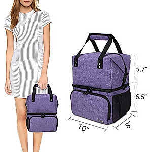Luxja Breast Pump Bag with 2 Compartments for Breast Pump and Cooler Bag, Leakproof Pumping Bag for Working Mothers (Fits Most Major Breast Pump), Purple