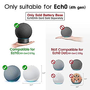 GGMM E4 Battery Base for 4th Generation, Work with Smart Speaker 4th Gen with Premium Sound, Make 4th Gen Portable, 10000 Battery Capacity Rechargeable Battery Stand, Black (Not Include The Speaker)