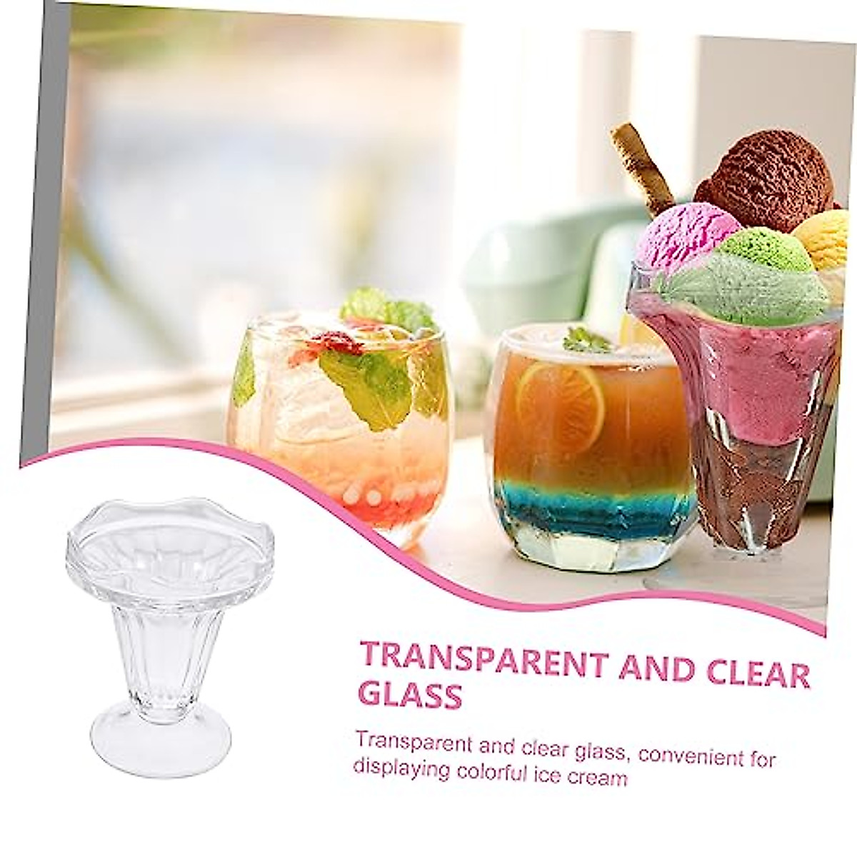 OKUMEYR Ice Cream Cup Cups for Glasses Clear Trifle Bowl Glass Footed Tulip Bowls Glass Sundae Cups Dessert Appetizer Cup Glass Transparent Footed Yogurt Bowl Glass Ice Cream Dishes
