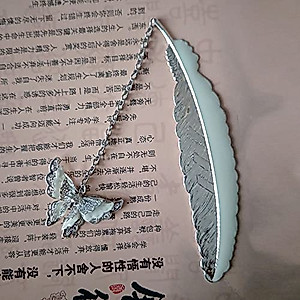Luminous Bookmark Retro Feather Metal Bookmark, Glow in The Dark Bookmark, Ideal Gift for Reader, Teachers, Adults, Kids(Silver Butterfly)