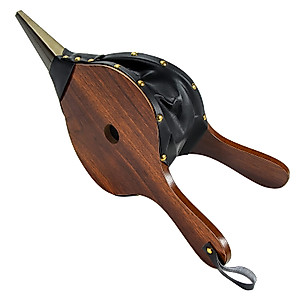 TJ.MOREE Fireplace Bellows Indoor 15.5"x 6.9" Wood Fire Blower with Hanging Strap, Metal Nozzle, Great Tool for Fireplace, Fire Pit, Wood Stove, BBQ, Outdoor Camping - Brown