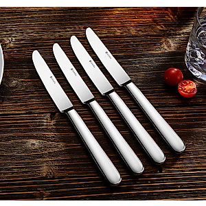 KEAWELL Premium 9.3" Louise Dinner Knives, Set of 4, Brightly-Mirror polished, Stainless Steel, Dishwasher Safe (Smooth)