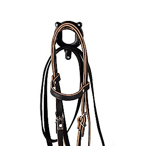 Y.J TAILS Horse Bridle Rack Bridle Bracket Halter Hooks Metal Bridle Holder Horse Tack Organizer Wall Mount with Tubes and Screws for Horse barn Supplies (Black - 2pcs)