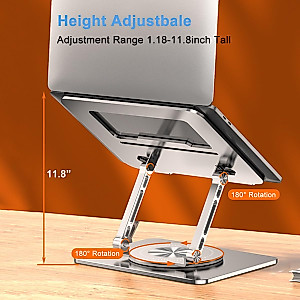 SAUNUOWL Swivel Laptop Stand Adjustable Laptop Stand for Desk Ergonomic Foldable Adjustable Laptop Stand with 360 Rotating Base,Compatible for Pro/Air Notebook Book Up to 17inch (Color : Black)