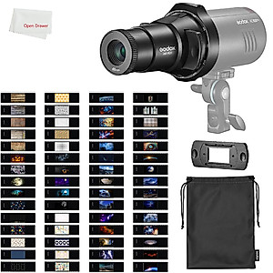 Godox AK-R21 Flash Projector, Flash Split Focalize Conical Snoot Optical Condenser with AK-S Slide Set (60pcs) for Fresnel Head for Godox AD100, AD100Pro, V1 Flash, Godox H200R Ring Flash Head