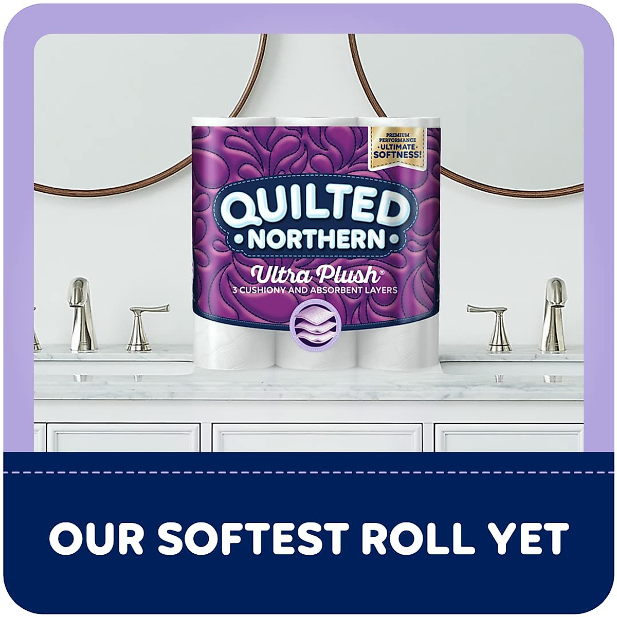 Quilted Northern Ultra Plush® Toilet Paper, 18 Mega Rolls = 72 Regular Rolls, 3-Ply Bath Tissue