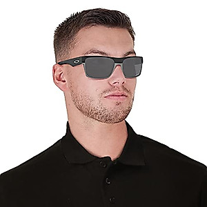 Oakley Men's OO9189 TwoFace Square Sunglasses, Matte Black on Silver/Prizm Black Polarized, 60 mm