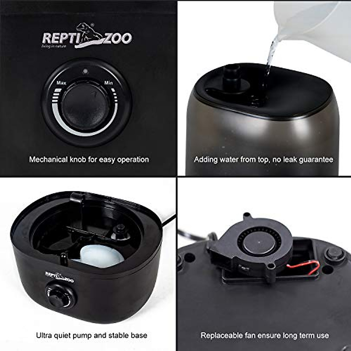 REPTI ZOO 4L Reptile Humidifier, Upgrade Reptile Fogger Large Reptile Mister Tank Terrarium Humidifier Fogger for Reptiles Amphibians Herps Vivarium