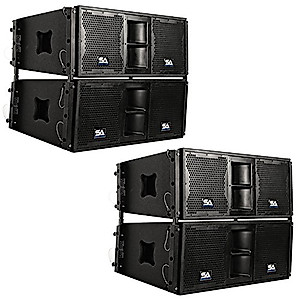 Seismic Audio - SALA-210-PKG1 - Four Passive 2x10 Line Array Speakers with Dual Compression Drivers - PA/DJ Band Live Sound