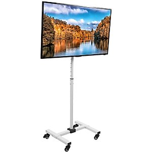 VIVO Mobile TV Cart for 13 to 50 inch Screens up to 44 lbs, LCD LED OLED 4K Smart Flat and Curved Monitor Panels, Rolling Stand, Locking Wheels, Max VESA 200x200, White, STAND-TV07W-W