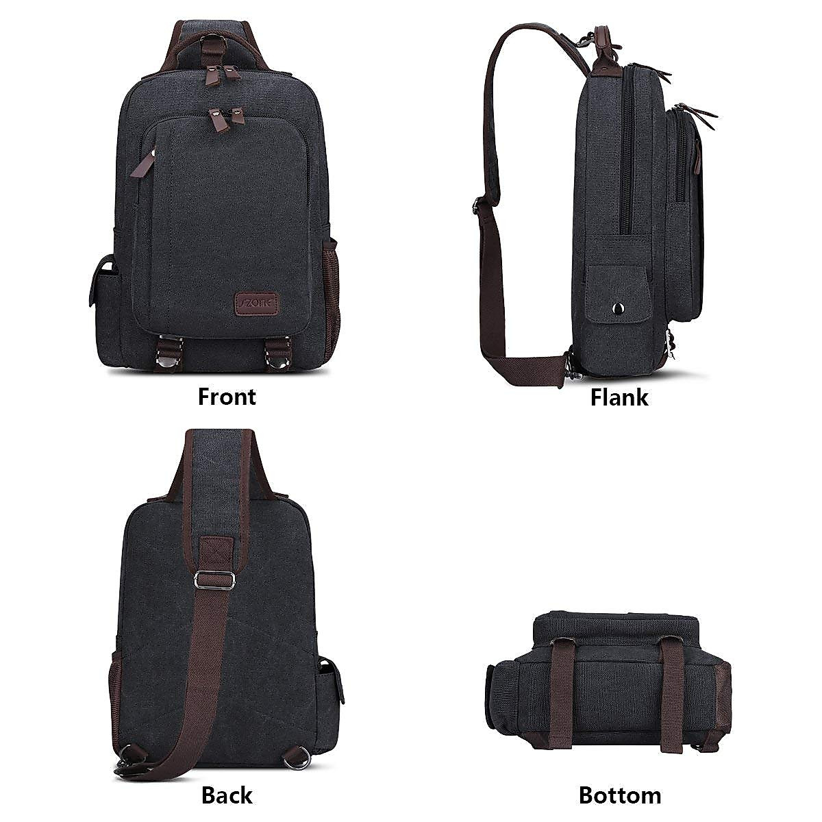 S-ZONE Mens Sling Bag Chest School Shoulder Backpack Satchel Outdoor Crossbody Pack