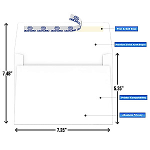 DESKOMO 5x7 Envelopes, Pack of 45 Mailing A7 Envelopes Self Seal, Printable White Envelopes for 5x7 Cards, Weddings, Invitations, Postcards, Photos and Announcements